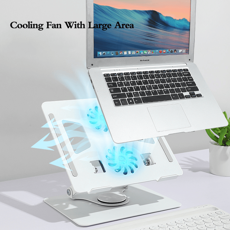 Aluminum Rotatable Laptop Stand With Cooling Fans - SplendidGrow